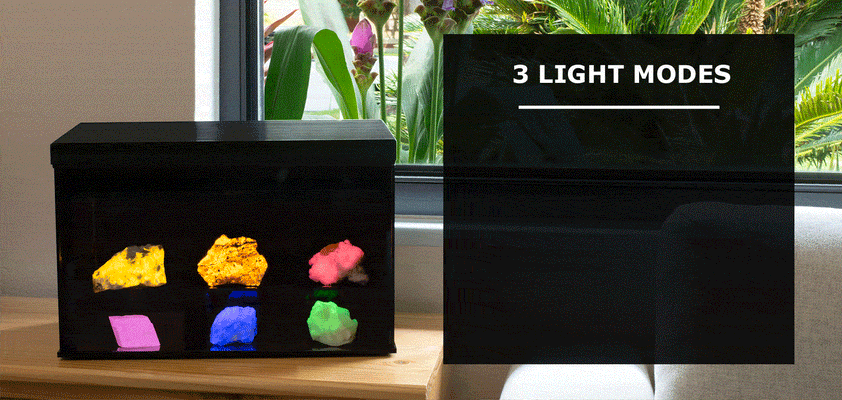 GloBox Mini Fluorescent Mineral Display Case - 365nm UV Light ...
